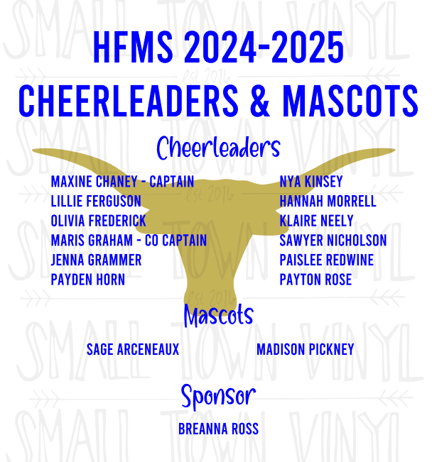 HF Middle School Cheer Roster Shirt – Small Town Vinyl